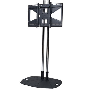 Flat Panel Floor Stand Combination-72″ Black w/Chrome Poles & Mounts ...